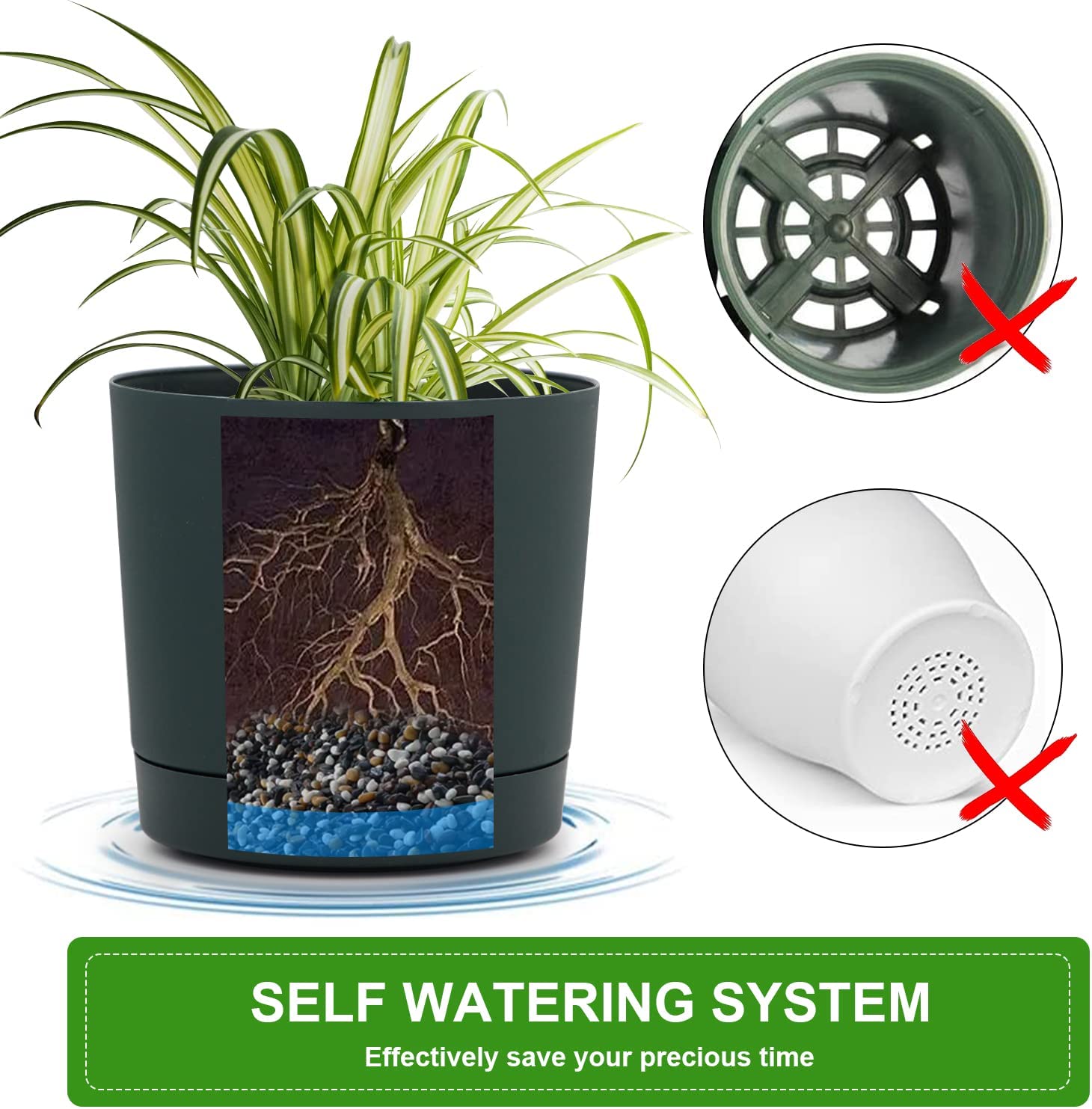 6 Pack 6.5 Inch Flower Pot With Drainage Holes